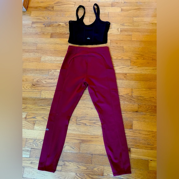 ALO Yoga | Pants & Jumpsuits | Alo Yoga Matching Set Sz Mburgundy ...